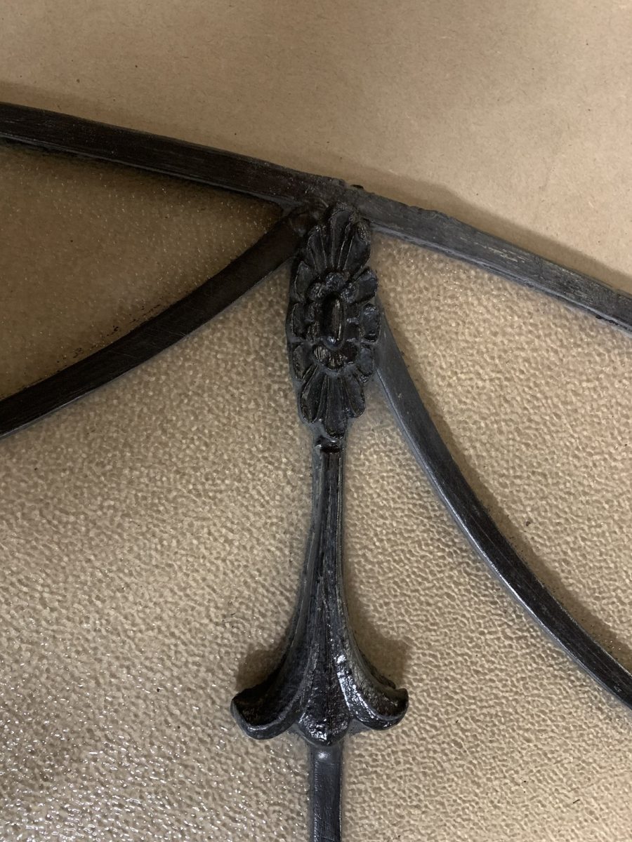 Detail of Large arched Classical style leadlight window with unusual ...