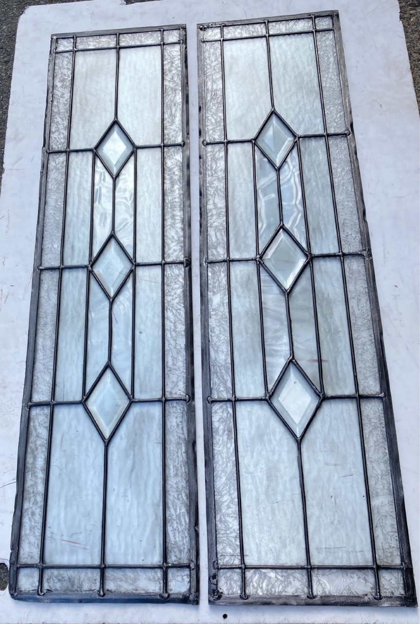 Two clear and textured glass leadlight panels, 270 x 1060mm Fozi $345 ...