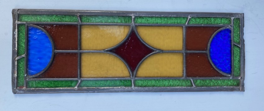 Original leadlight design in strong primary colours, 180mm x 350mm ...