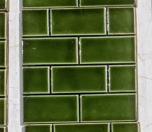 Detail of original T and r Boote, England fireplace tiles, small brick ...