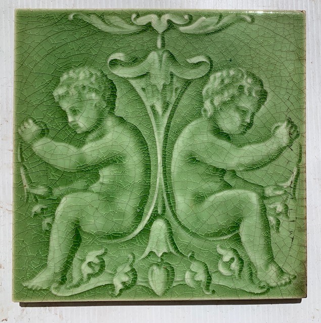 T & R Boote Cherub / Putti Classical design moulded tiles, 152 x 152 x ...